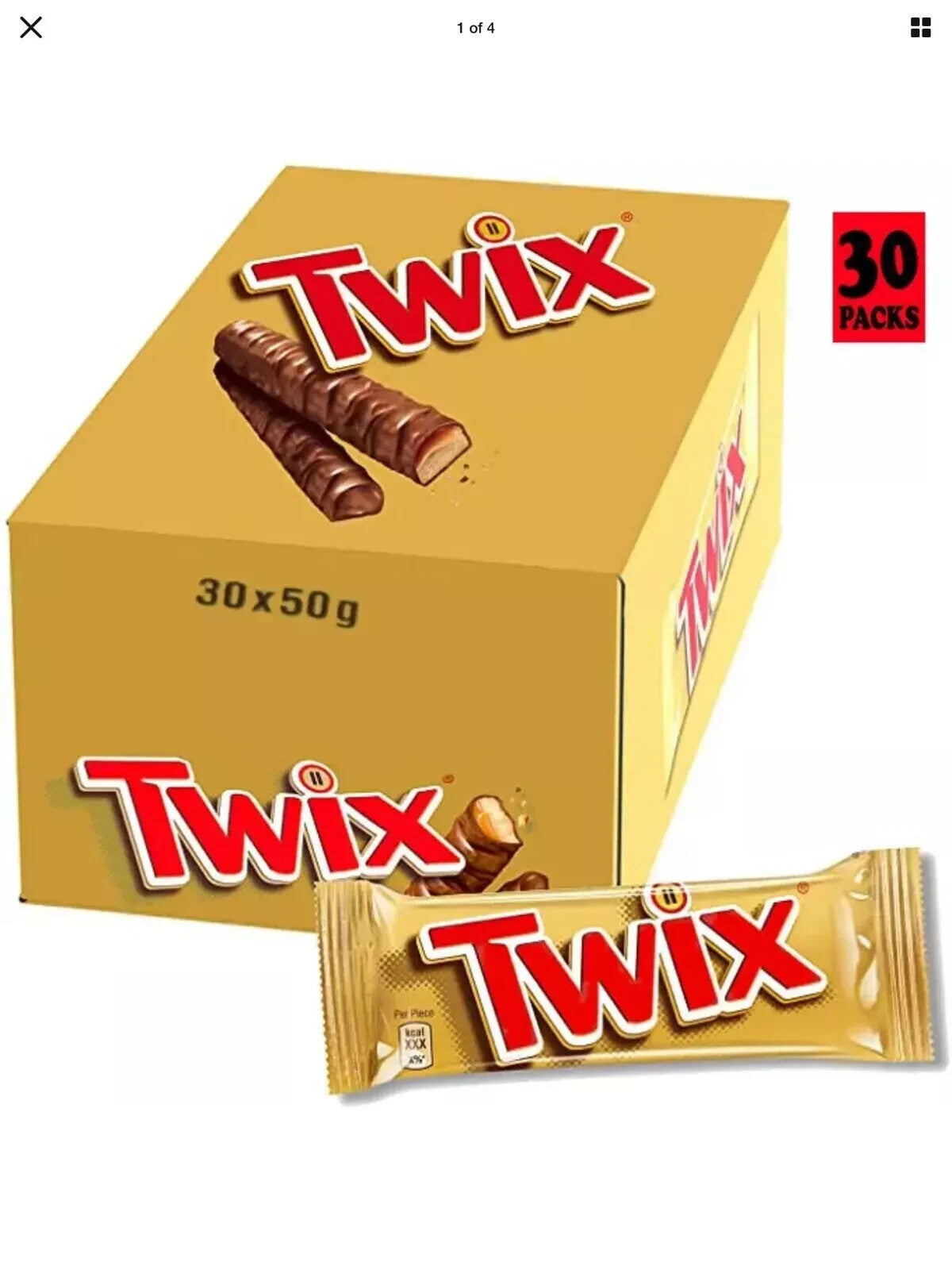 Twix Double Bar 32x50g Chocolate Bar Crunchy biscuit with delicate car ...